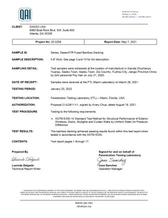 dassoXTR Test Results, WUI Approved, Class A Fire Rated Decking and Siding